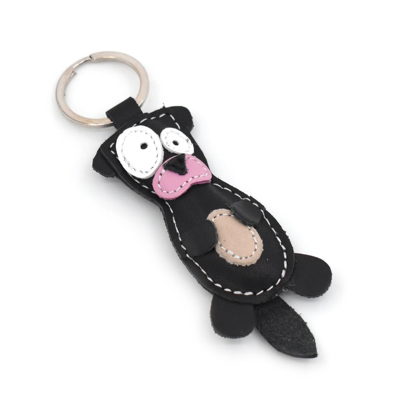 Black Otter Leather Animal Keychain FREE Shipping Wordlwide | Etsy