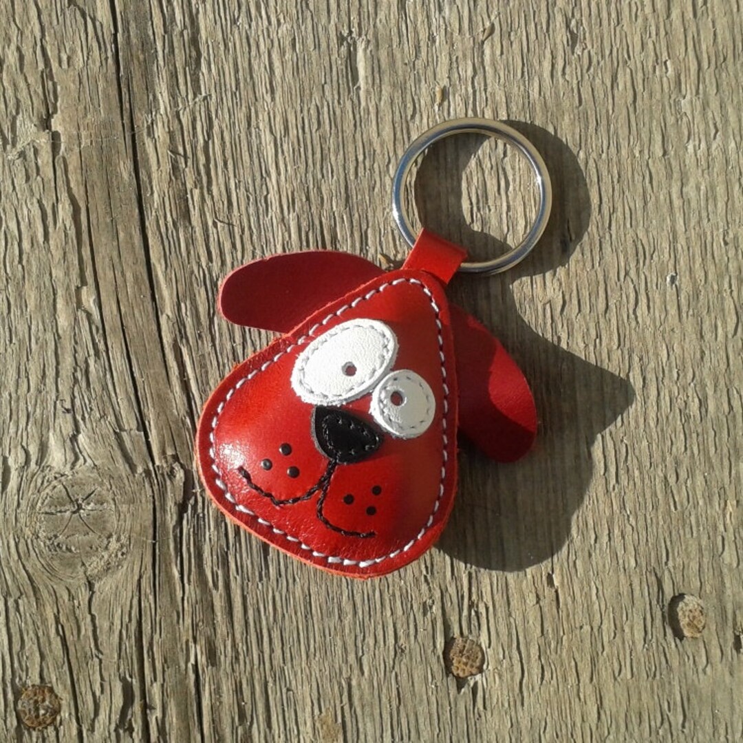 Leather Keychain Chowder the Red Dog FREE Shipping Worldwide Handmade ...