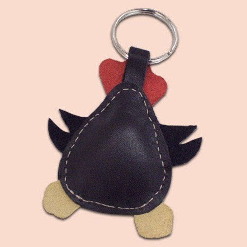 Little Black Chicken Leather Animal Keychain - Etsy