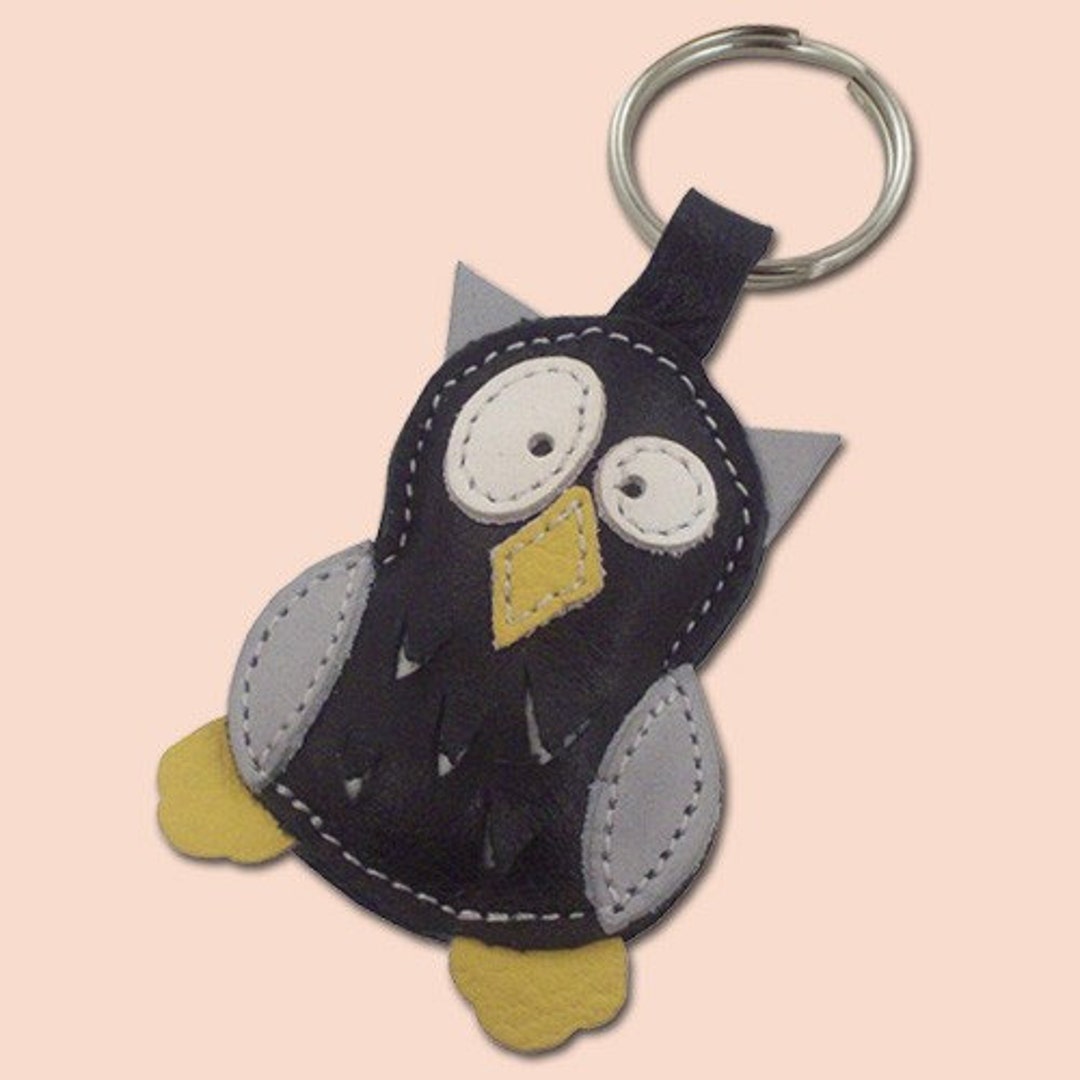 Cute Little Black Owl Keychain - Etsy