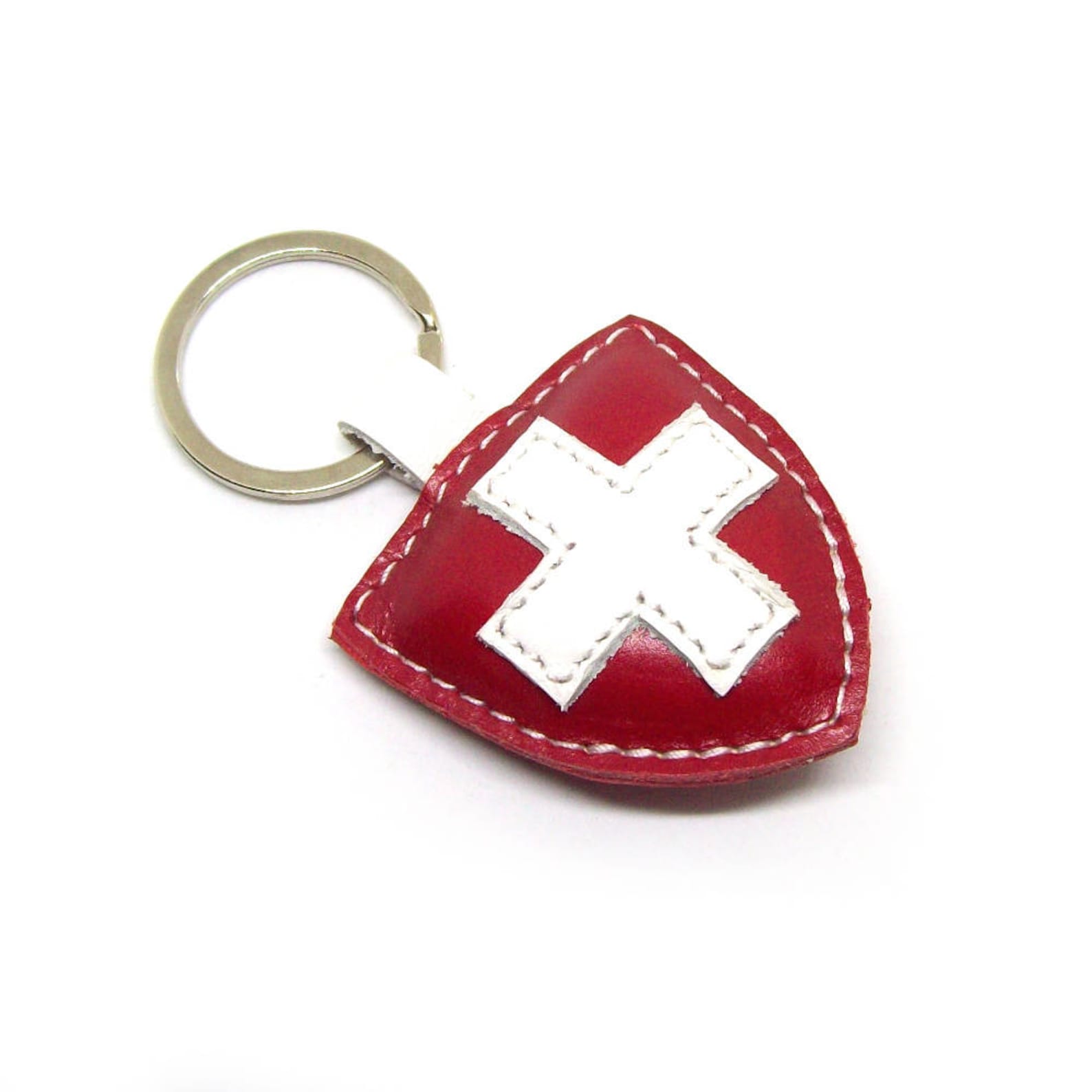 Swiss Flag Handmade Leather Keychain FREE Shipping Worldwide - Etsy