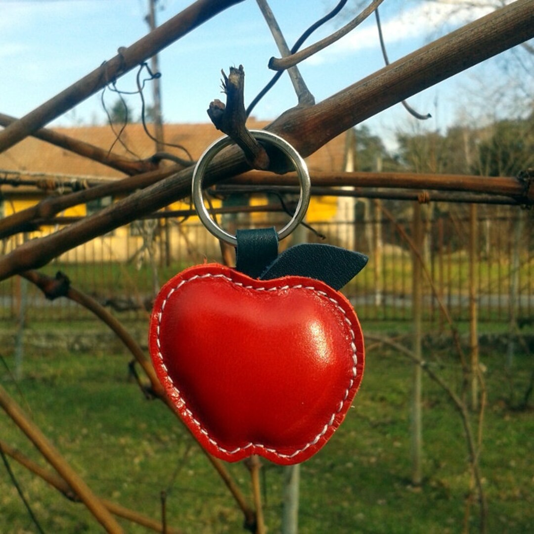 Handmade Leather Keychain Red Apple FREE Shipping - Etsy