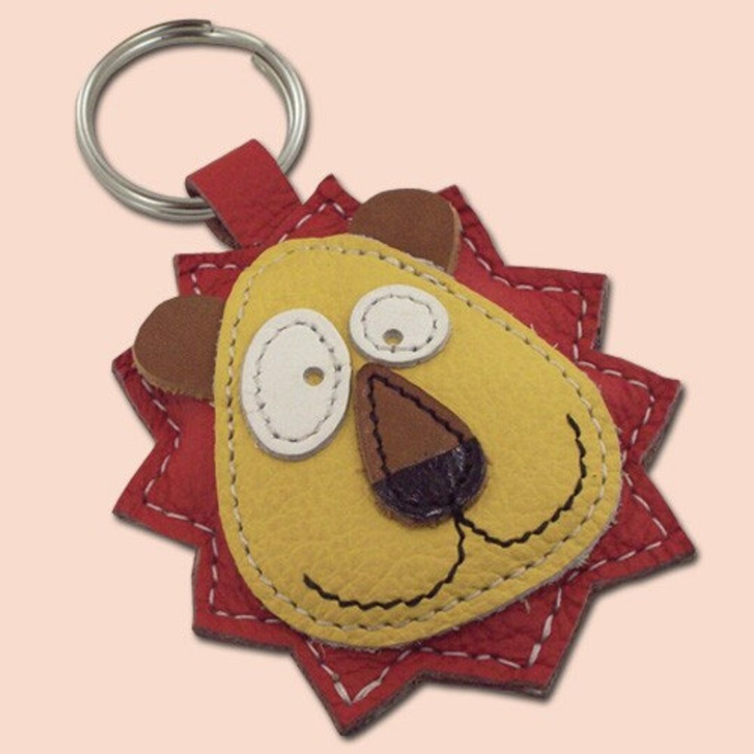 Leather Animal Keychain Red Lion Handmade Leather Key Fob - Etsy