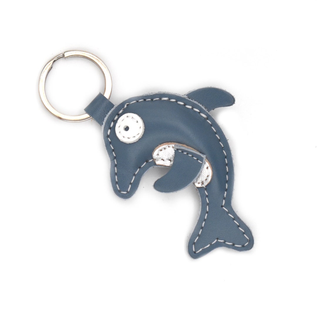 Blue Dolphin Handmade Leather Keychain is Great Keychain Gift - Etsy