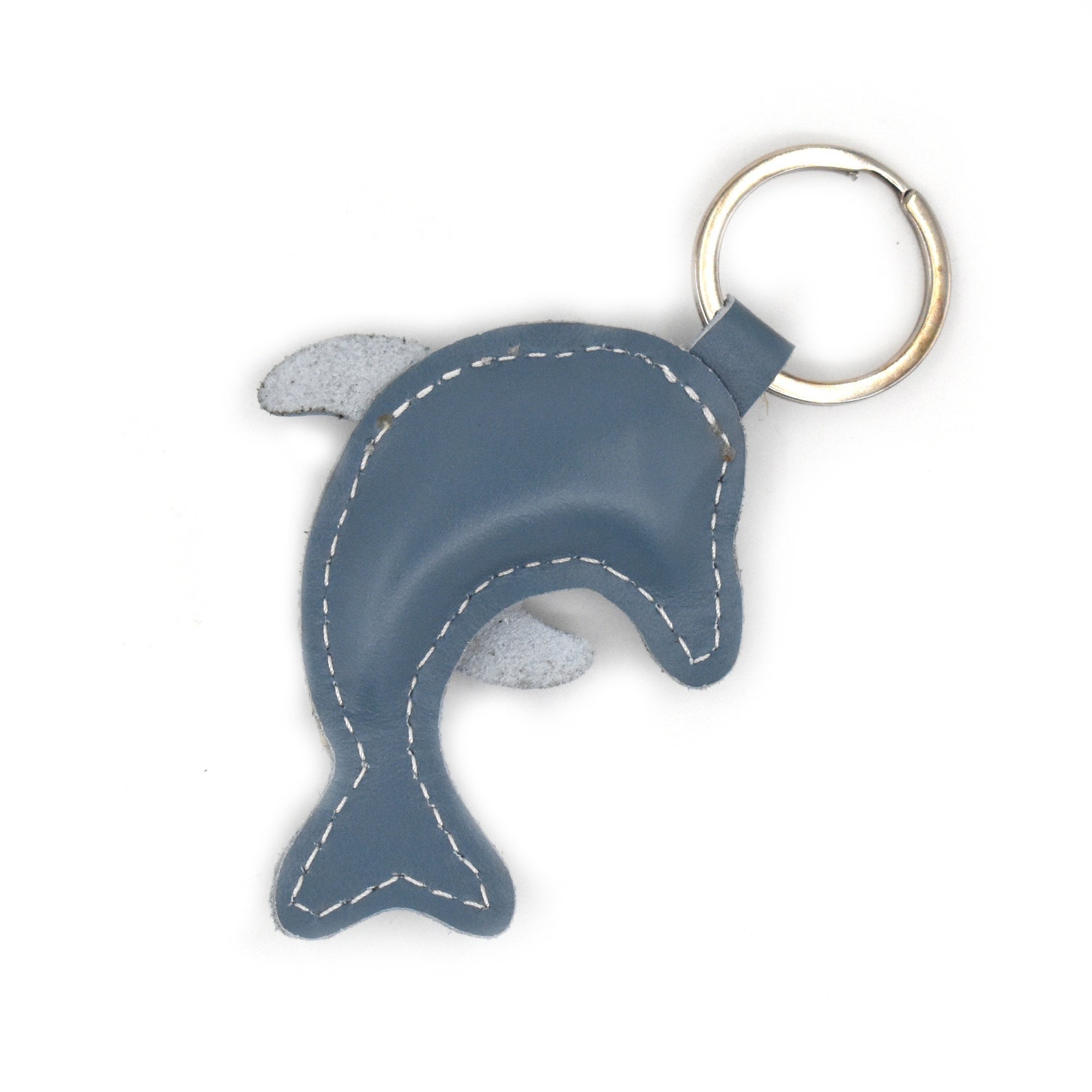 Blue Dolphin Handmade Leather Keychain is Great Keychain Gift - Etsy