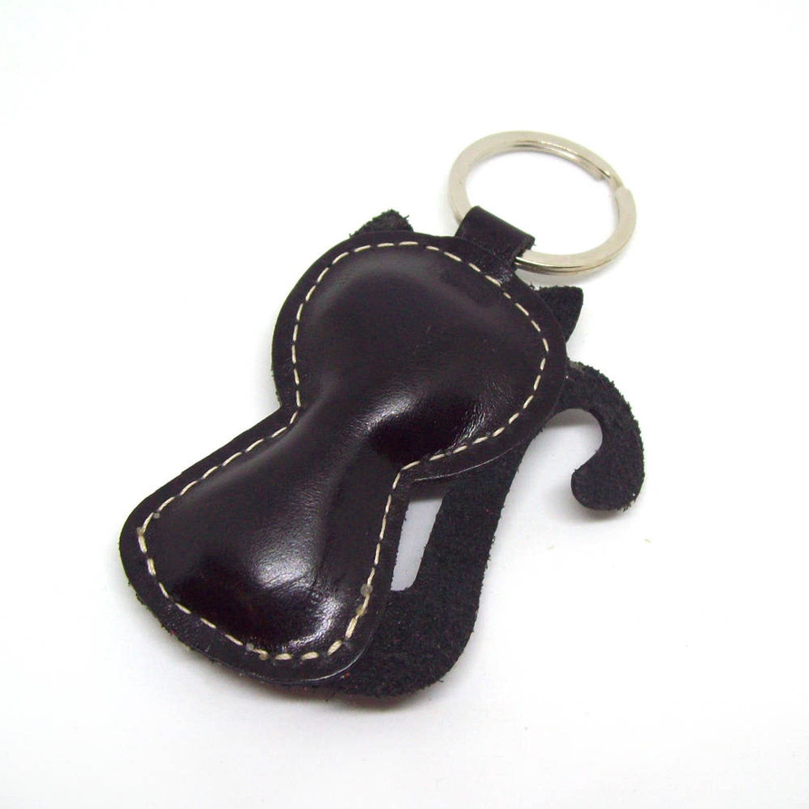 Handmade Black Cat Leather Animal Keychain FREE Shipping - Etsy