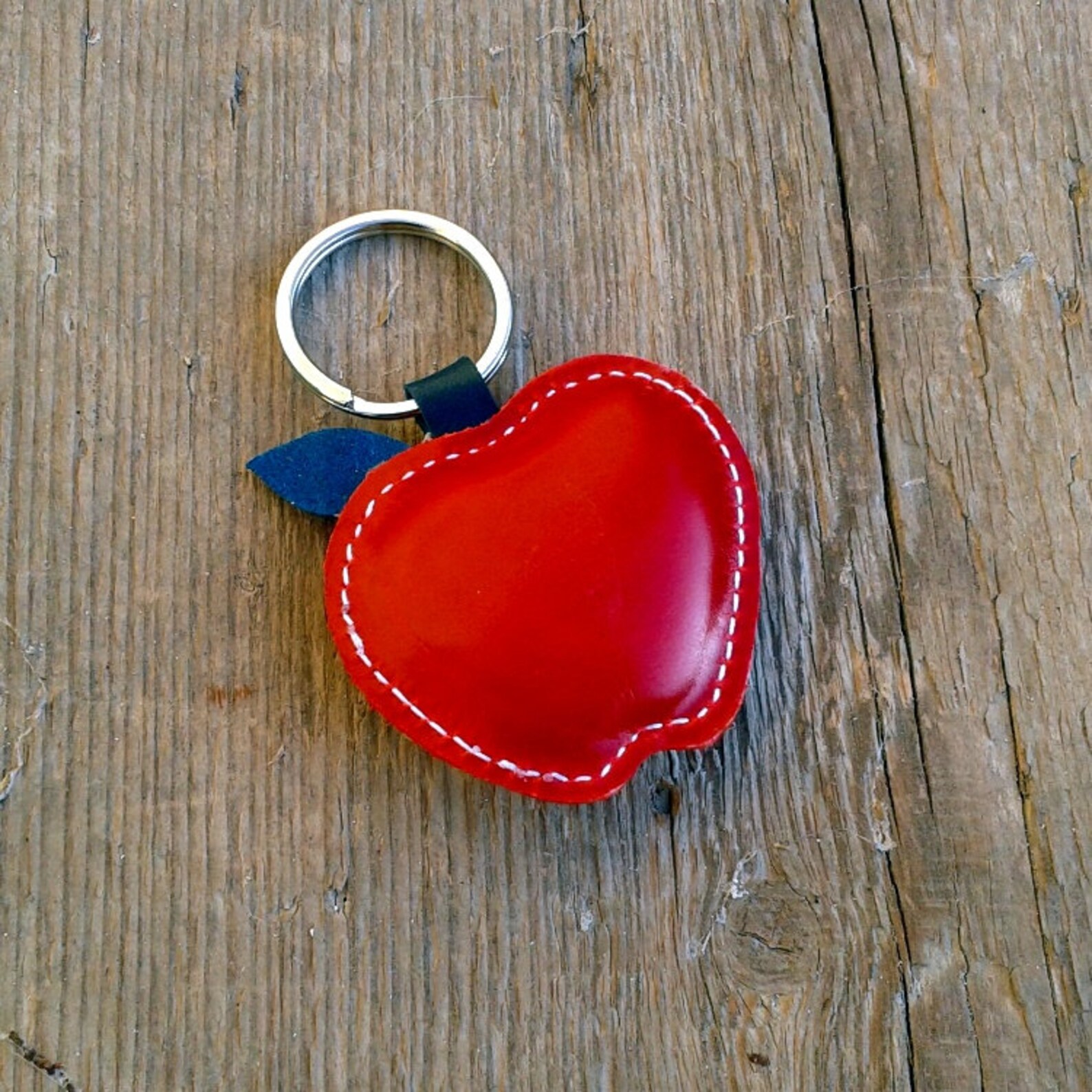 Handmade Leather Keychain Red Apple FREE Shipping - Etsy