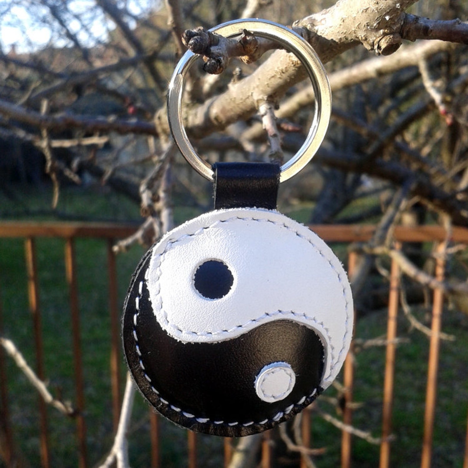 Yin-yang Leather Keychain FREE Shipping Yin Yang Symbol | Etsy