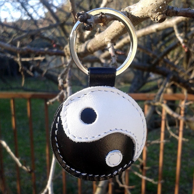 Yin-Yang Leather Keychain FREE Shipping Yin Yang symbol | Etsy