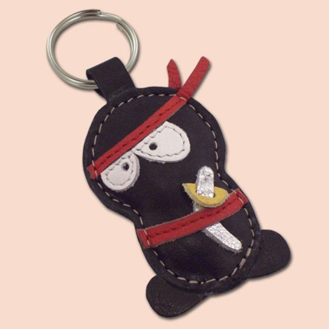 Handmade Black Ninja Leather Keychain FREE Shipping - Etsy