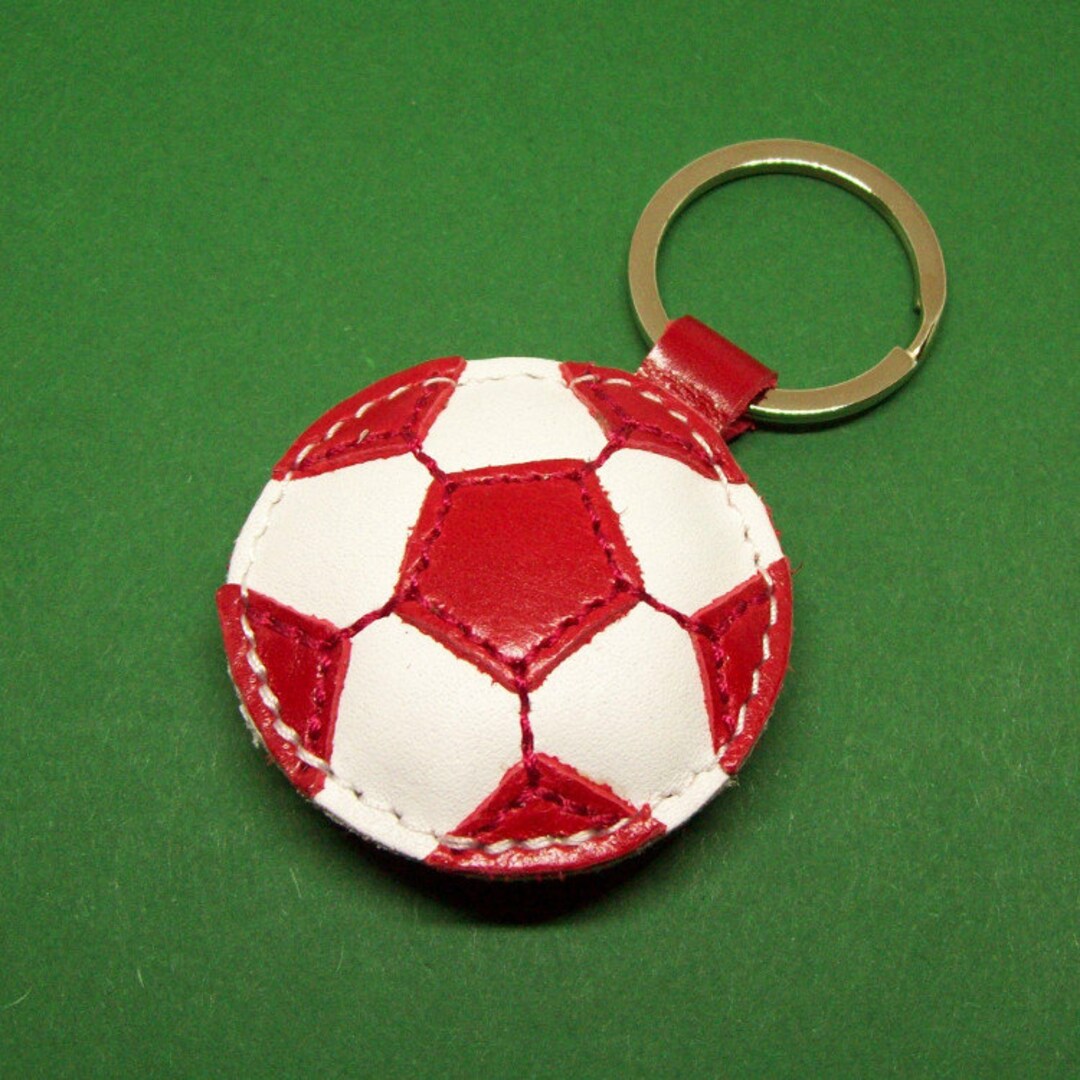 Red Soccer Ball Keychain Leather Football Keychain FREE Shipping ...