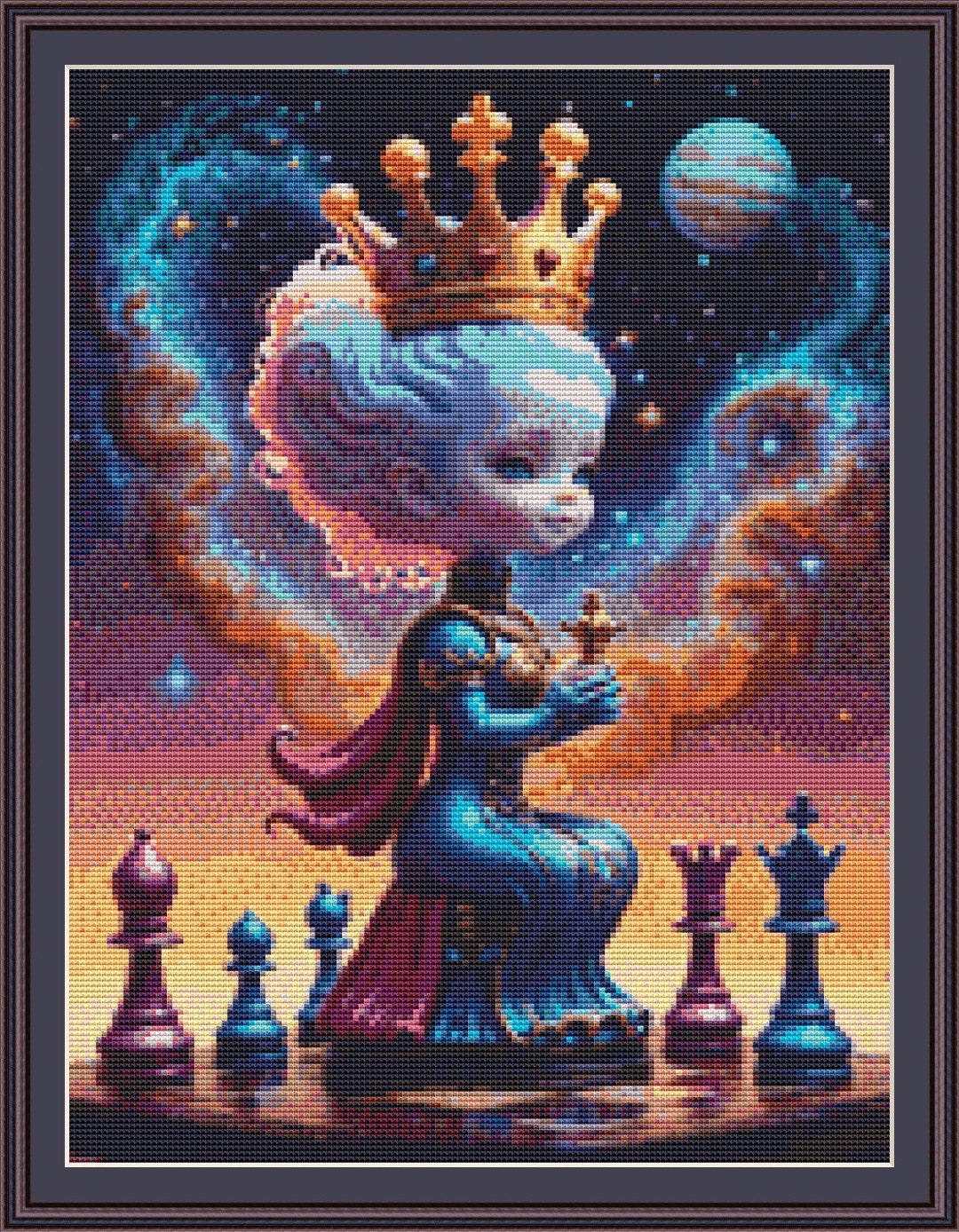 Queen Checkmate Cross Stitch Pattern, DMC Chart, Multicolor, Printable ...