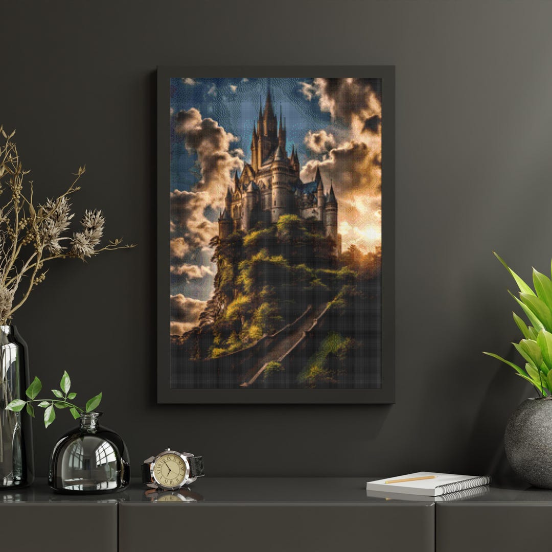 The Castle Cross Stitch Pattern, DMC Chart, Multicolor, Printable PDF ...