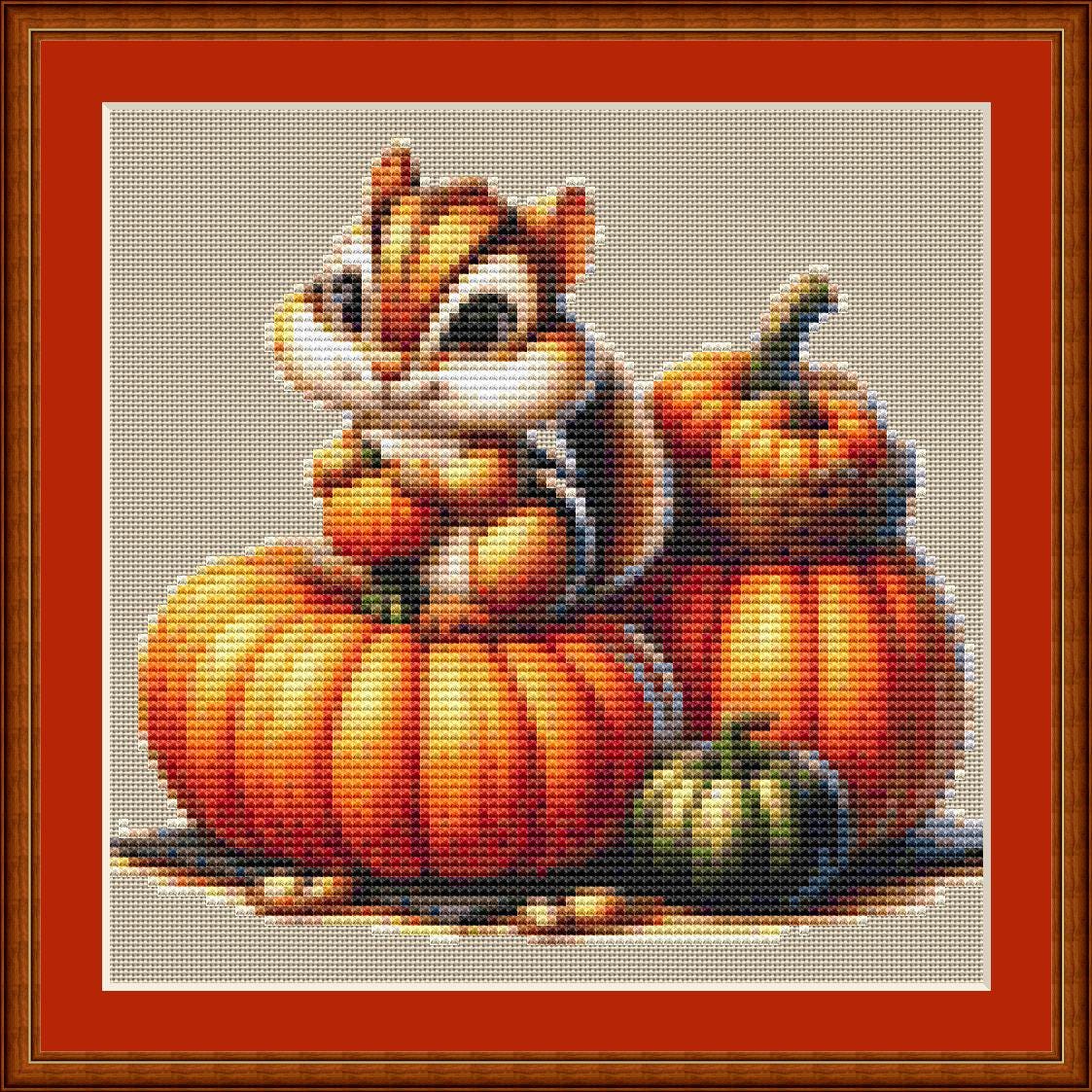 Chipmunk Cross Stitch Pattern PDF, Autumn Pumpkin Embroidery Design ...