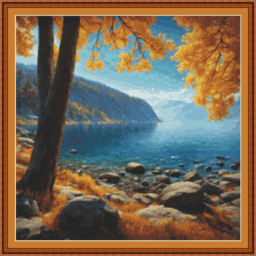 Fall Bay Cross Stitch Pattern, DMC Chart, Multicolor, Printable PDF ...