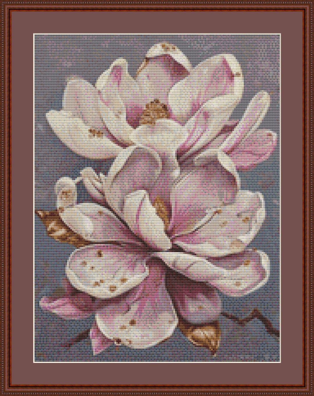 Magnolia Cross Stitch Pattern | Floral Embroidery PDF | Elegant White ...