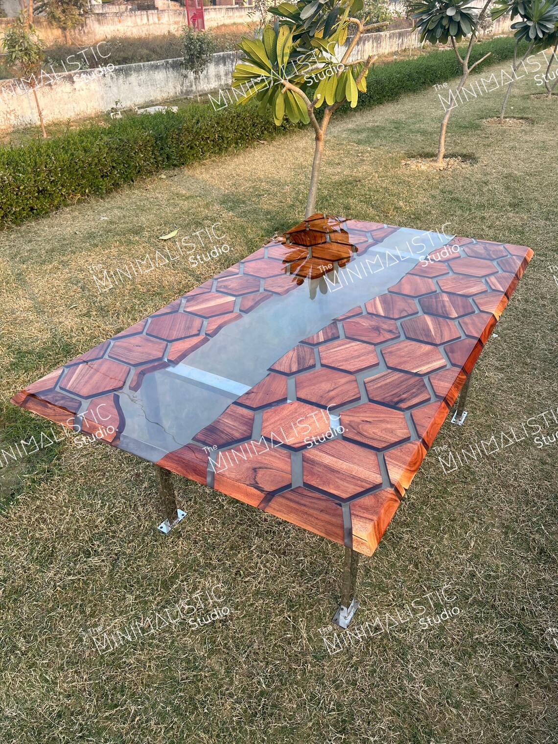 Hives | Acacia Wood Epoxy Rectangle Table Top | Dining Table Top | Coffee Table Top ...