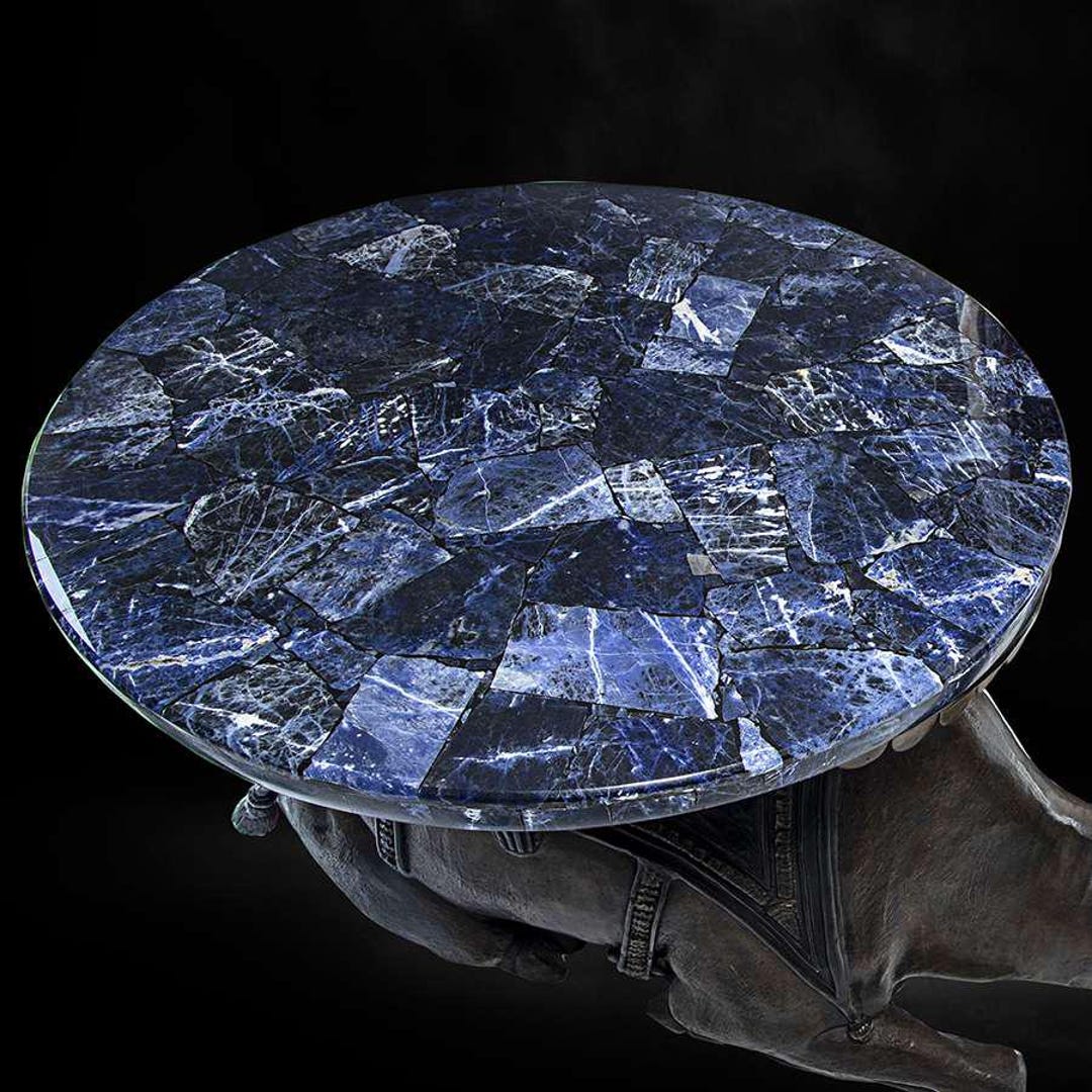 Round Sodalite Stone Table Top | Blue Gemstone Mosaic - Etsy