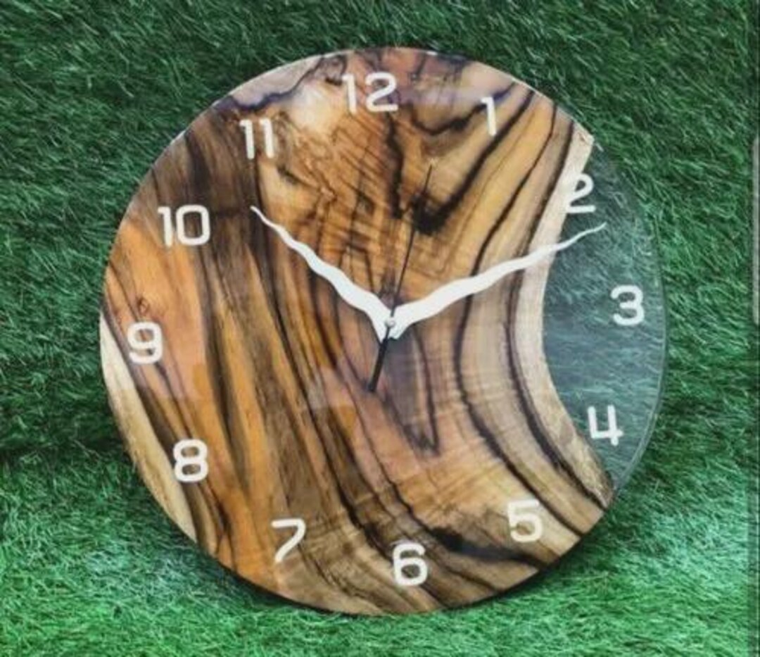 Handmade Acacia Wood Wall Clock | Modern Epoxy Resin Art Decor - Etsy