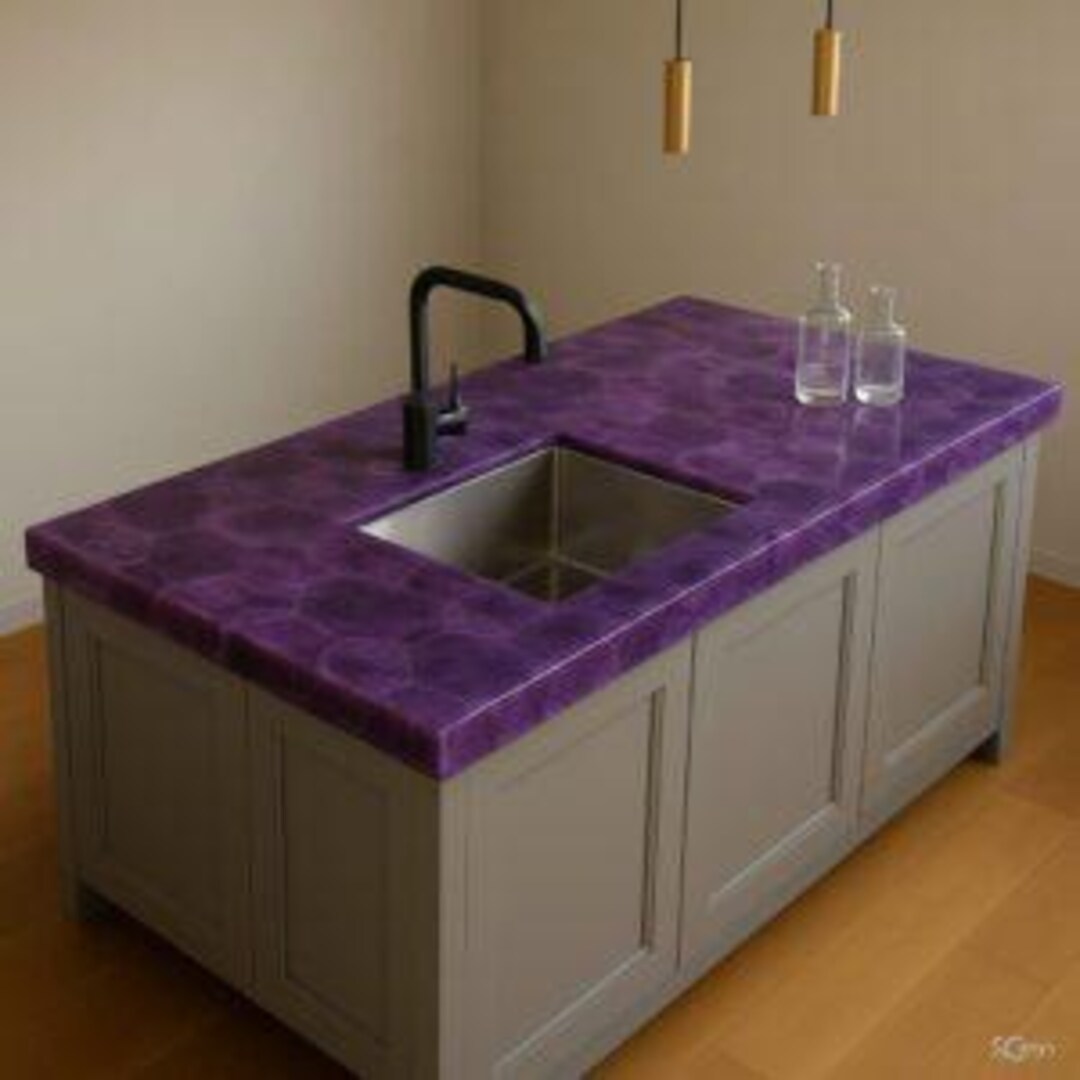 Amethyst Kitchen Counter Top | Purple Gemstone, Customizable - Etsy UK