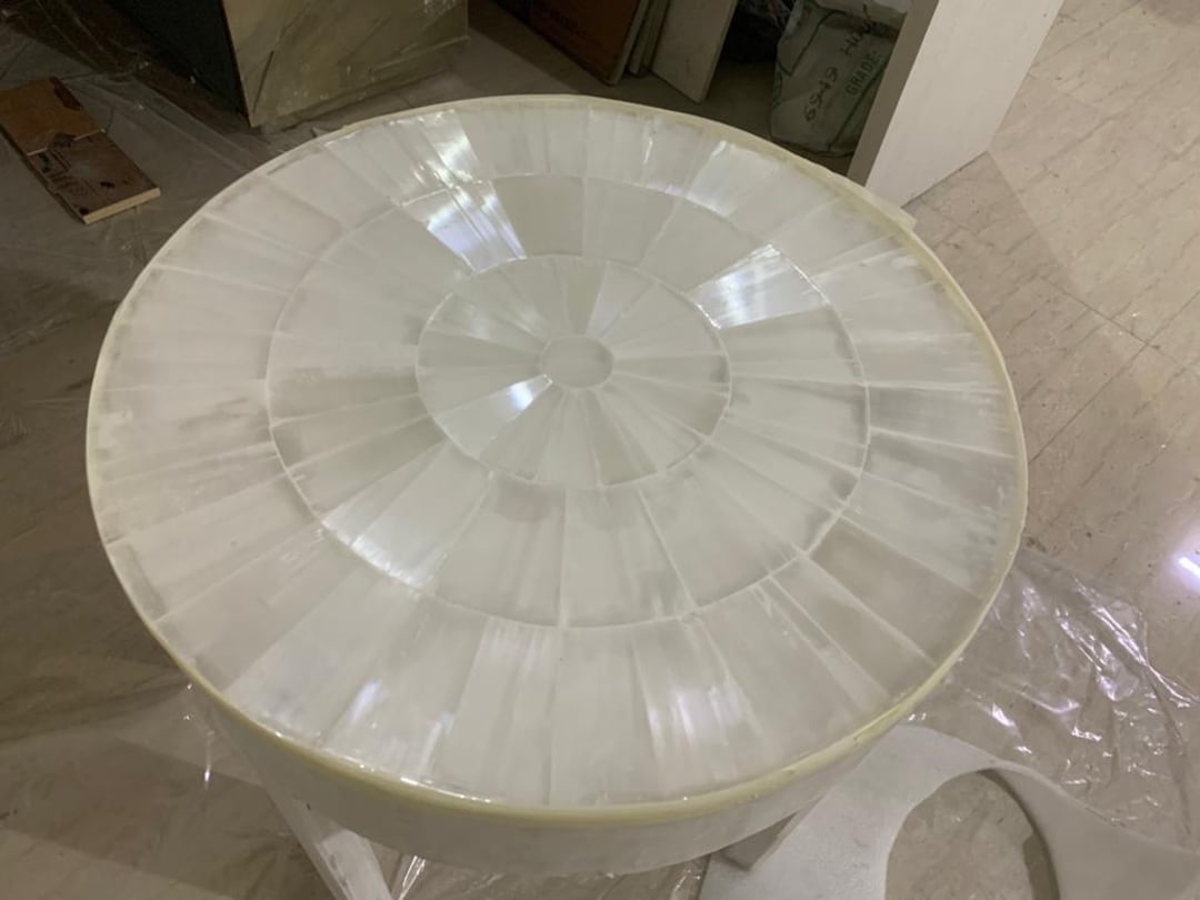 Round Selenite Stone Table Top | White Crystal Centerpiece ...