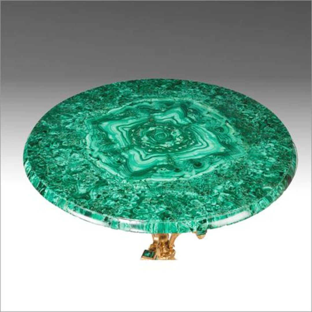 Handmade Malachite Round Table Top | Natural Gemstone, Customisable - Etsy