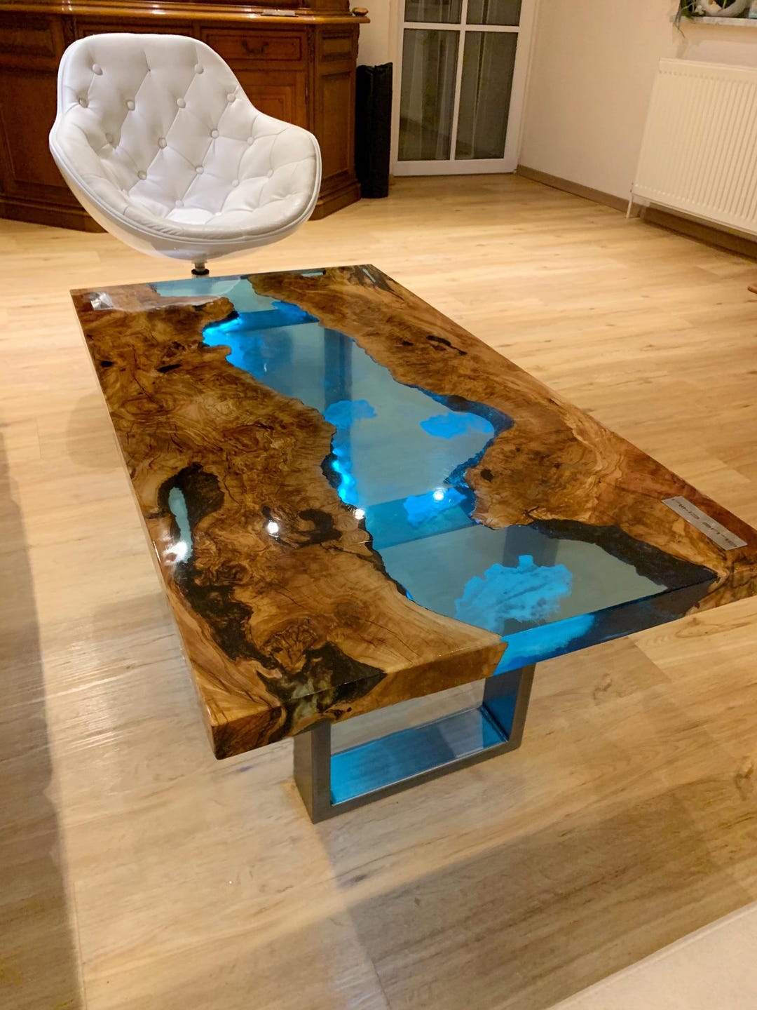 Blue Epoxy Acacia Wood River Table Top | Rectangular | Dining Coffee ...