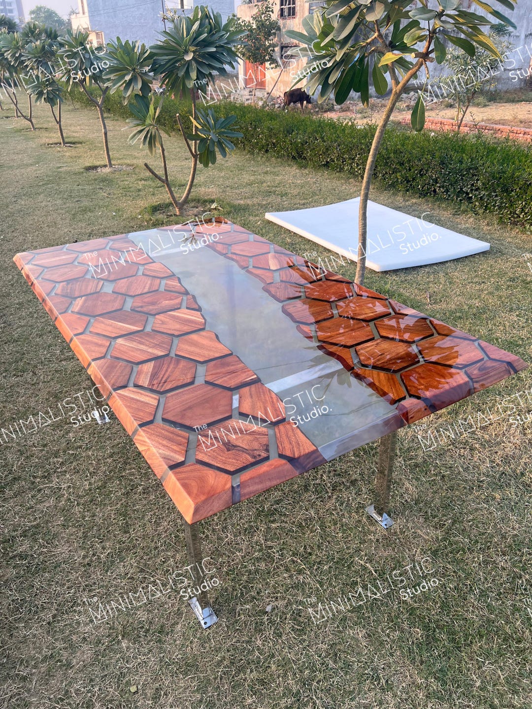 Hives | Acacia Wood Epoxy Rectangle Table Top | Dining Table Top | Coffee Table Top ...