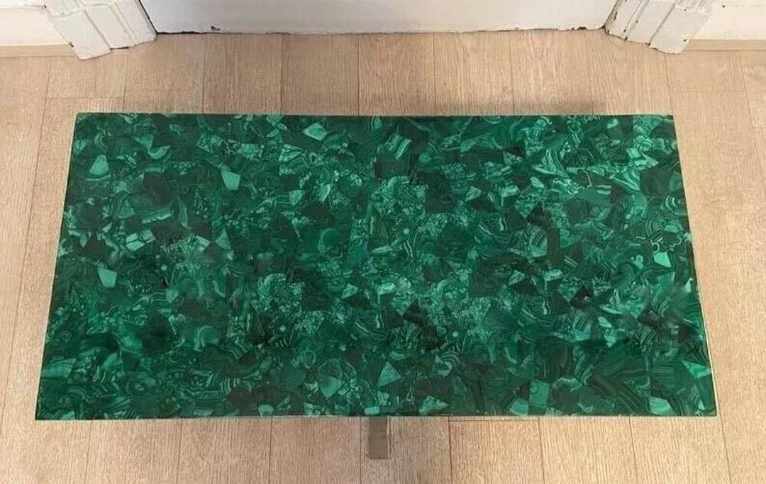Handmade Rectangular Malachite Table Top | Green Gemstone Slab ...