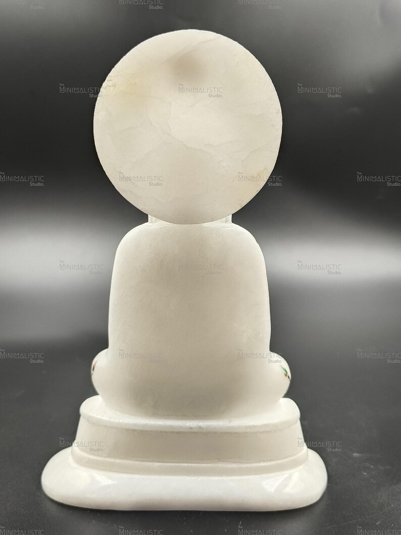 Handmade Marble Buddha Idol With Stone Inlay | Indian Zen Decor - Etsy