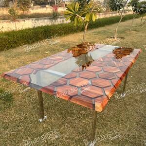 Hives | Acacia Wood Epoxy Rectangle Table Top | Dining Table Top | Coffee Table Top ...