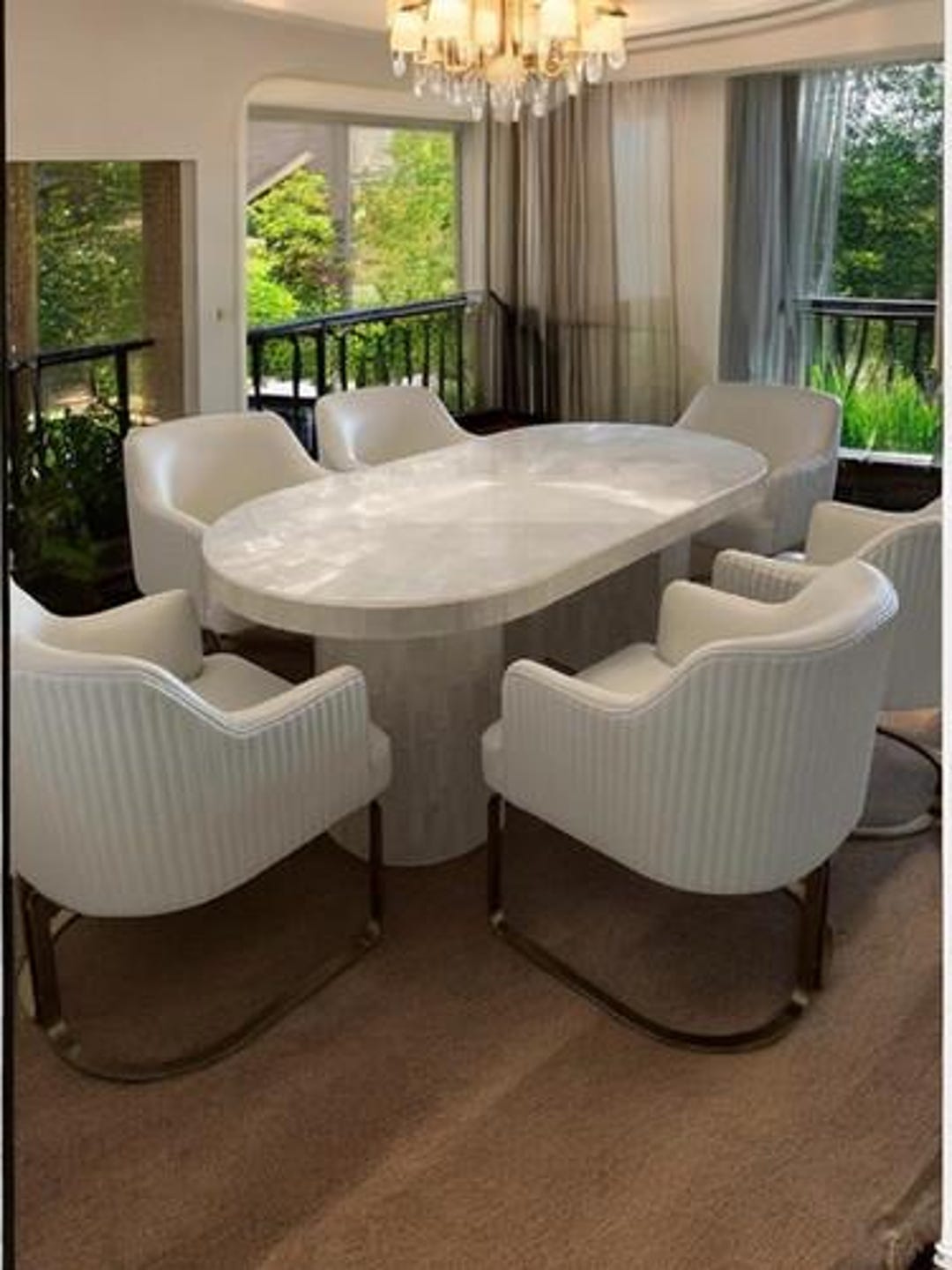 Oval Selenite Crystal Table Top | Customizable Dining Centerpiece - Etsy