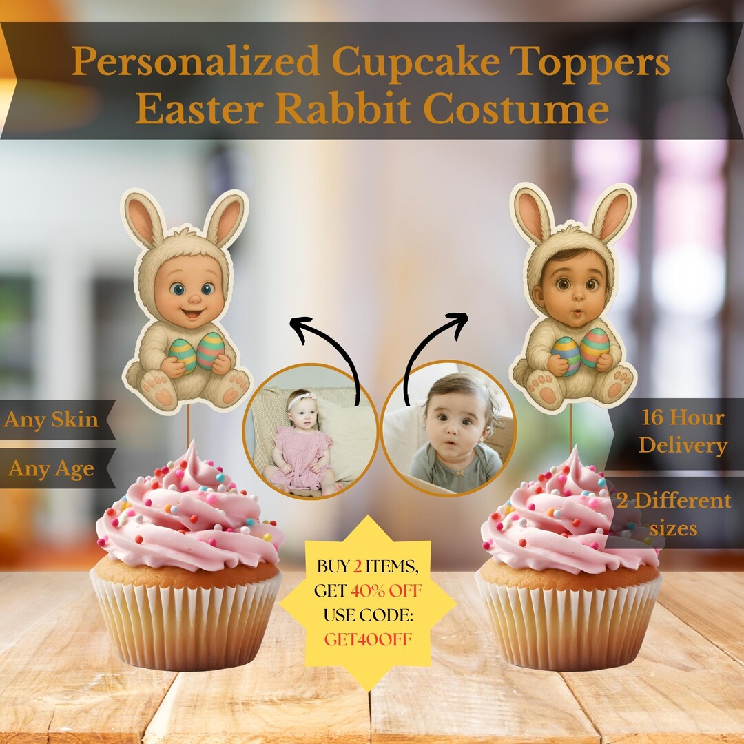 White Bunny Cupcake Toppers | Birthday Toppers | White Bunny Cake ...