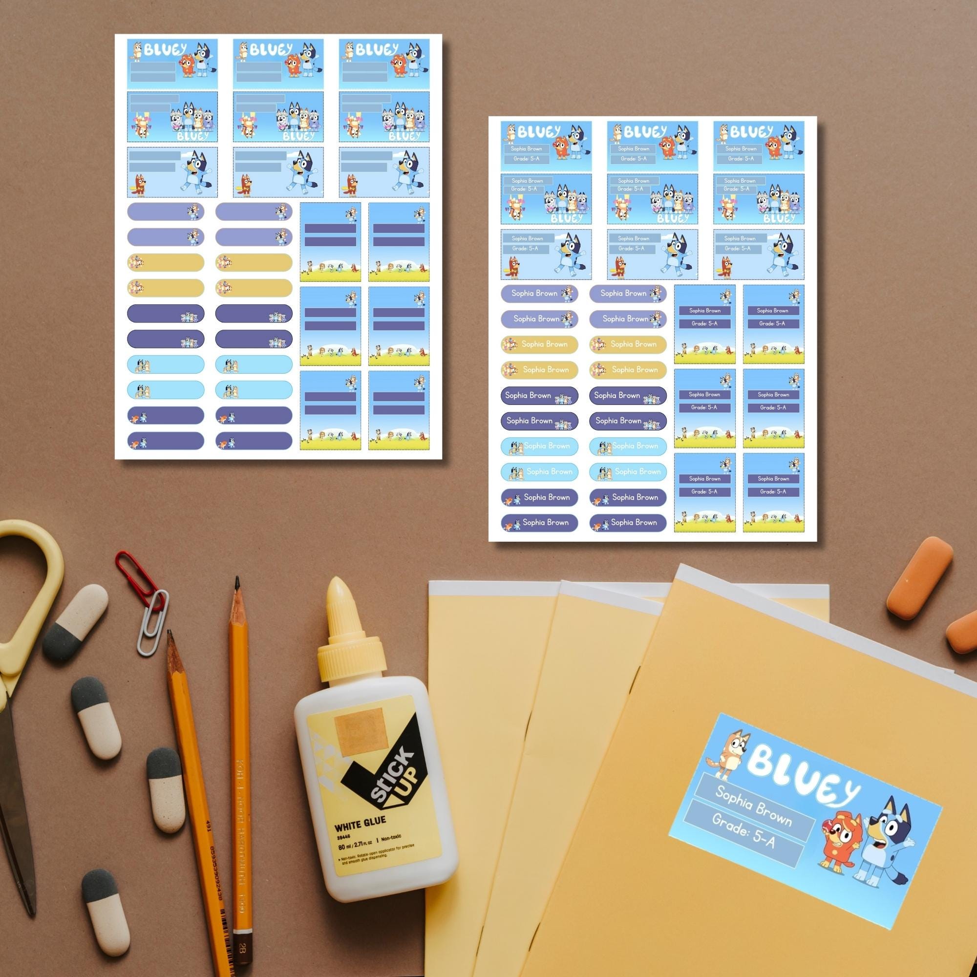 Bluey School Labels: Editable Cartoon Dog Name Tags (printable Set) - Etsy