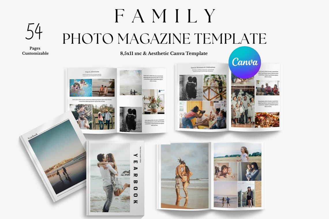 Family Photo Magazine Template | Printable Annual Memory Book | Family ...