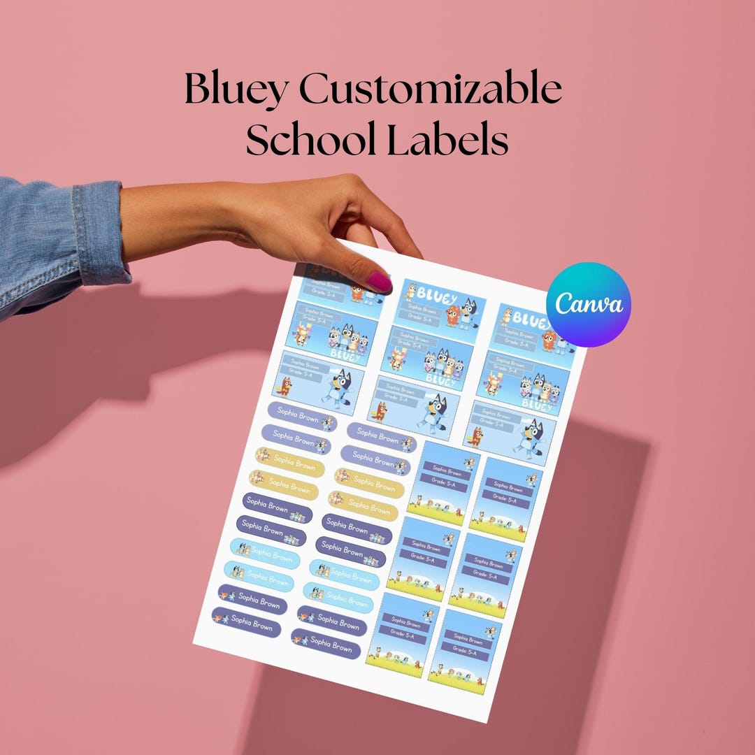 Bluey School Labels: Editable Cartoon Dog Name Tags (printable Set) - Etsy