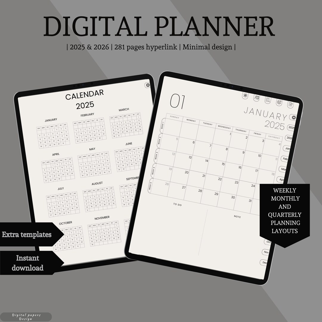 Digital Planner 2025-2026 Weekly & Monthly Planner Digital Planner With ...