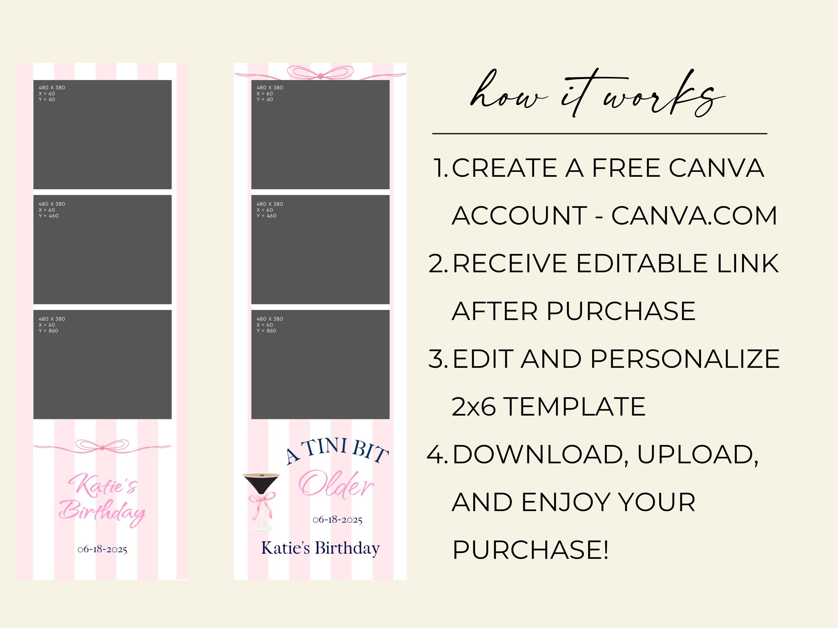 Pretty Pink Themed Photo Booth Template, Martini, Birthday Party Photo ...