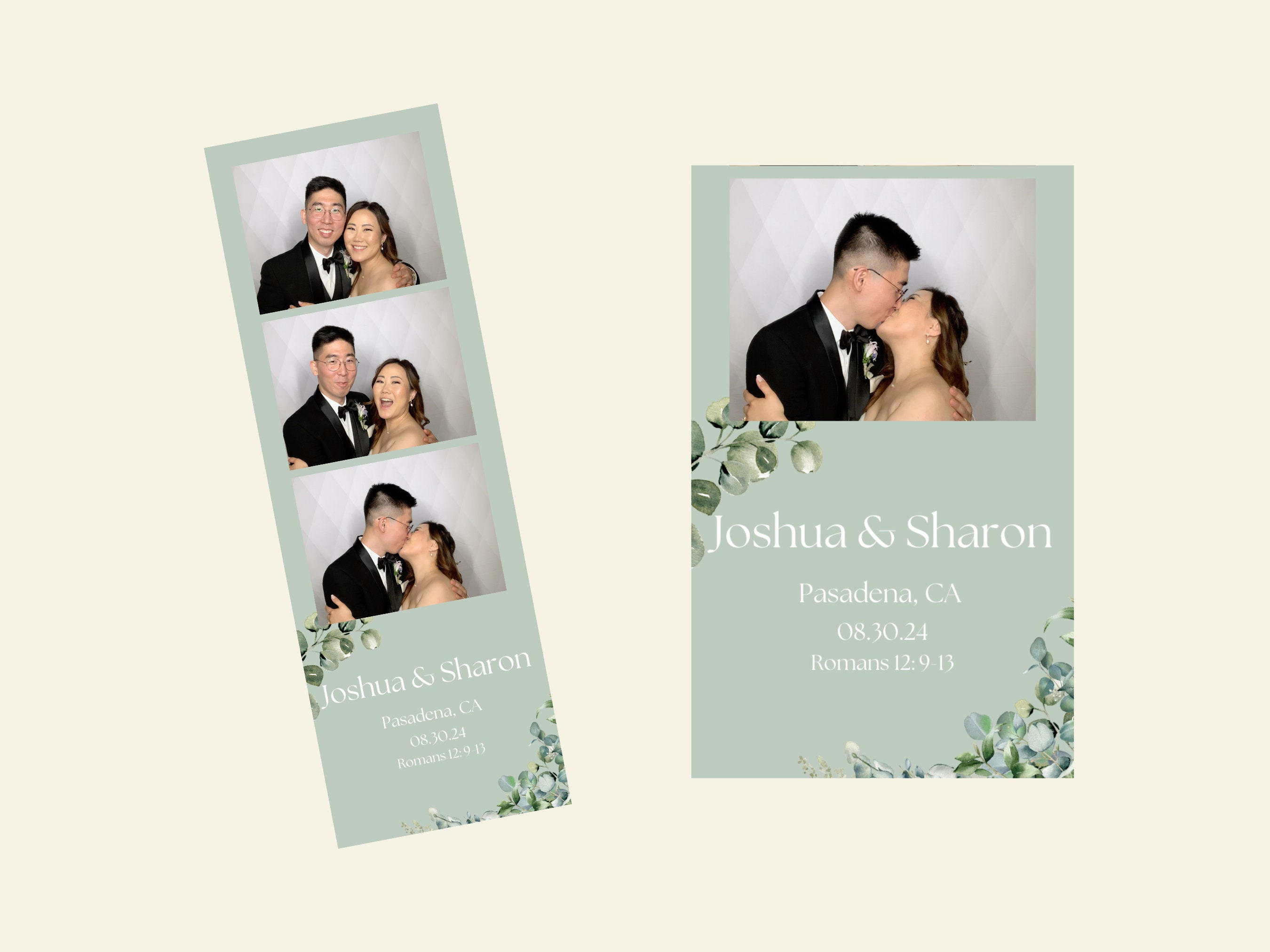 Wedding Photo Booth Template Minimalist Green Flower Elegant Salsa ...