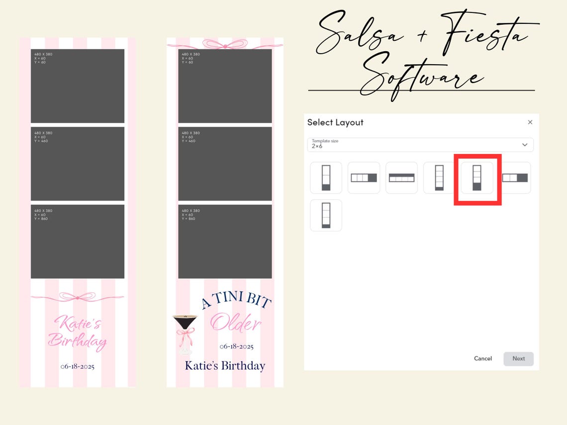 Pretty Pink Themed Photo Booth Template, Martini, Birthday Party Photo ...