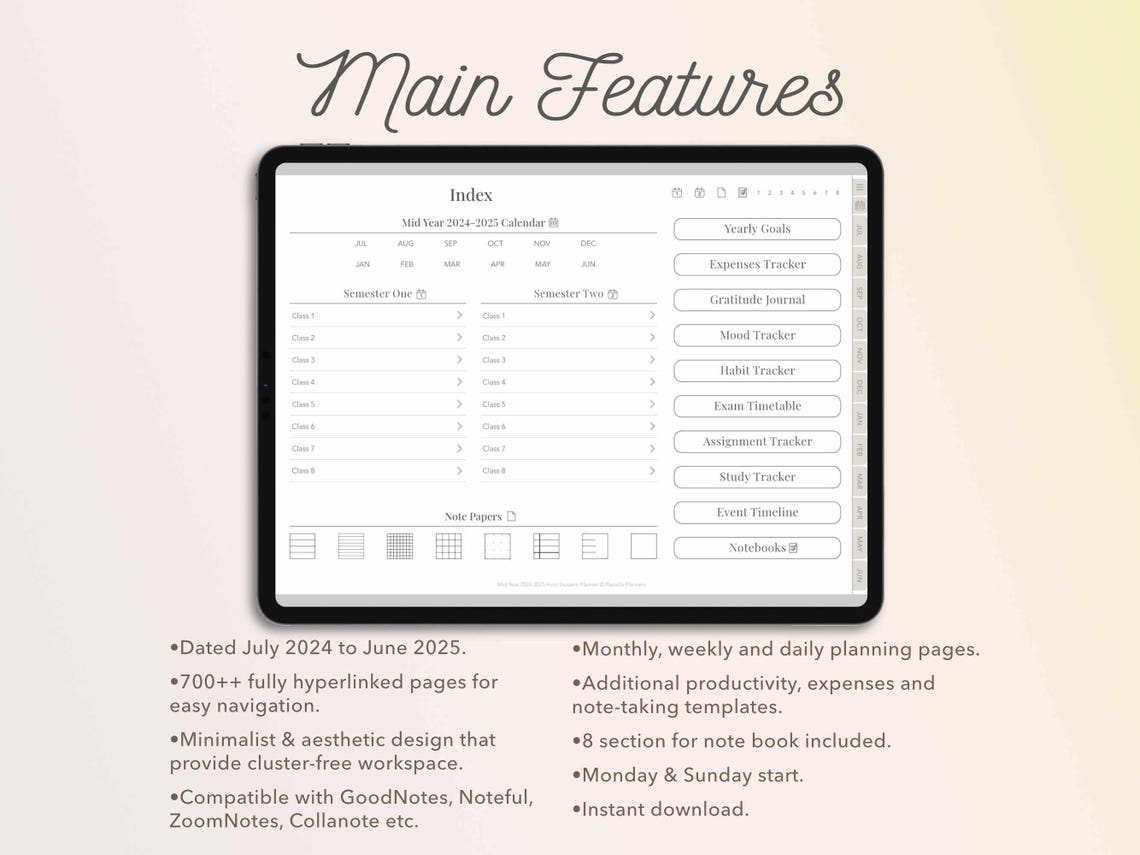 2024 2025 Academic Planner, Minimalist Student Planner, Study Schedule ...