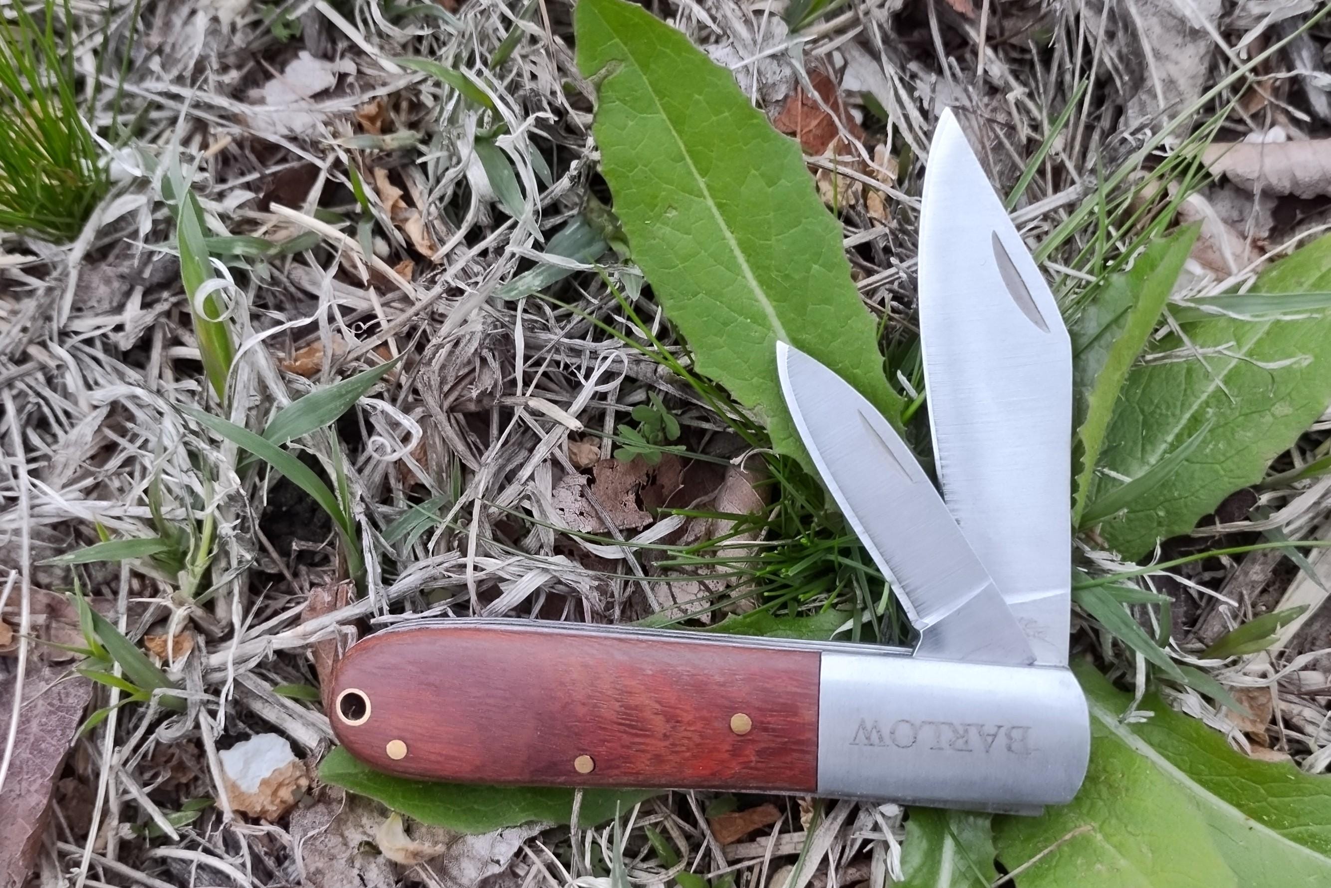 Olde School Two Blade Classic Retro Folding Knife Genuine Wood Inlay ...