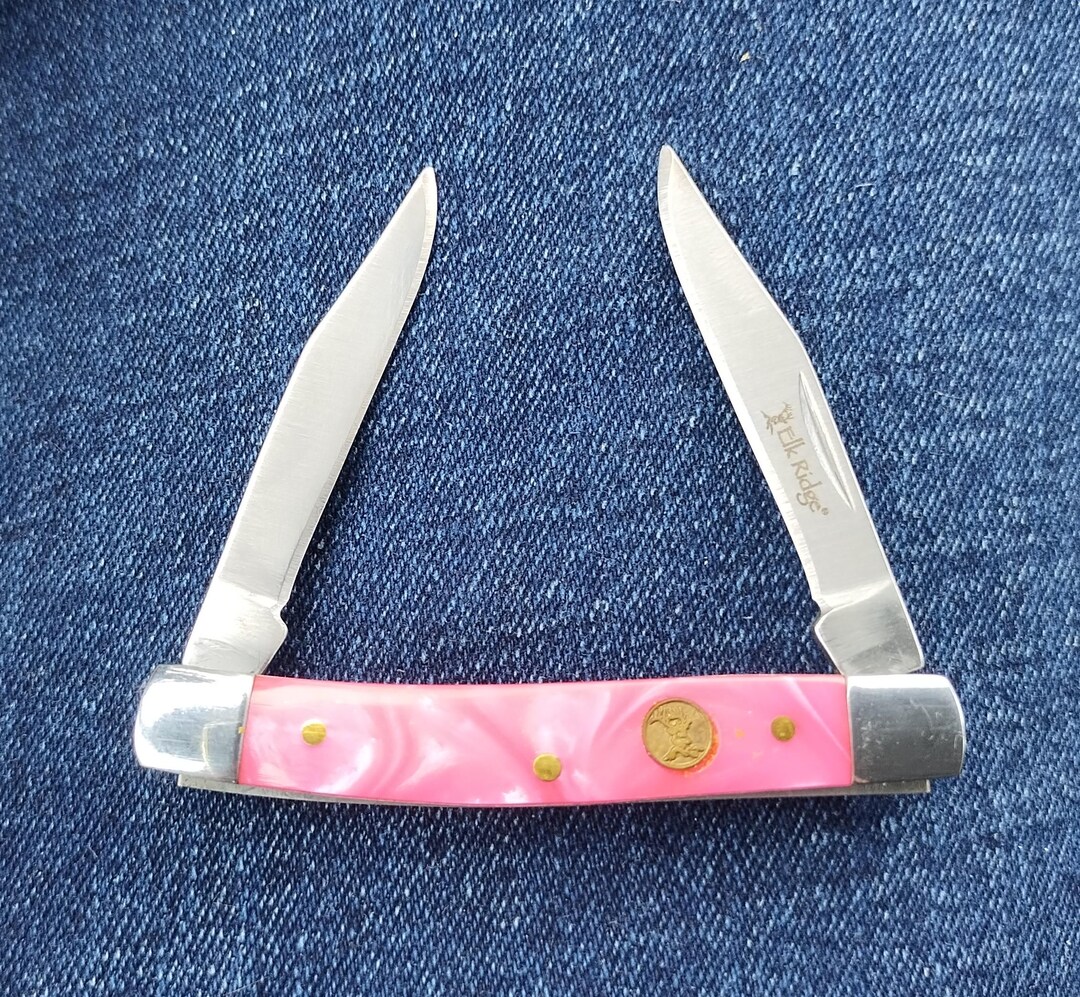 Mini Retro Classic Two Blade Pink Folding Knife for Camping Hiking ...
