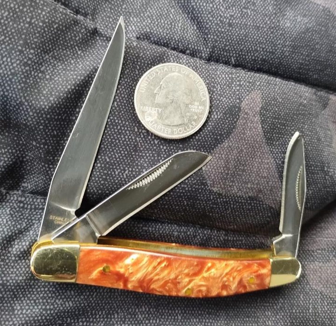 Classic Three Blade Folding Knife for Work Travel Camping Hiking Crafts ...