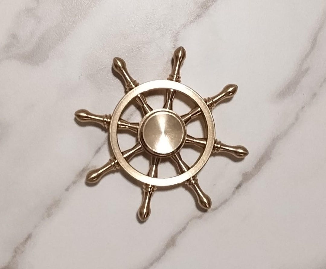 Nautical Ship Wheel Solid Metal Fidget Spinner Gift Collectible Ball ...