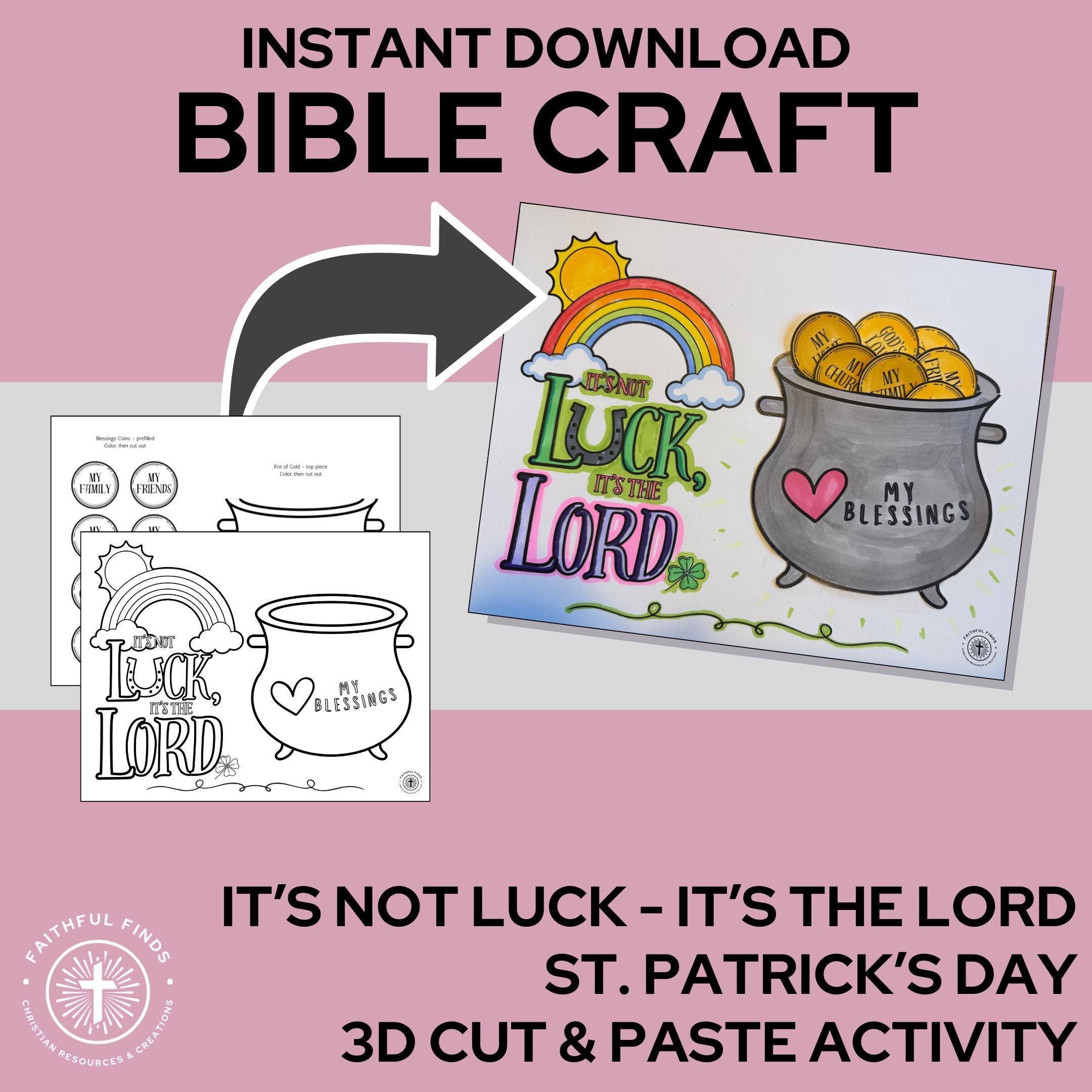 Pot of Gold "it's the Lord" | Bible Craft Activity Printable ...