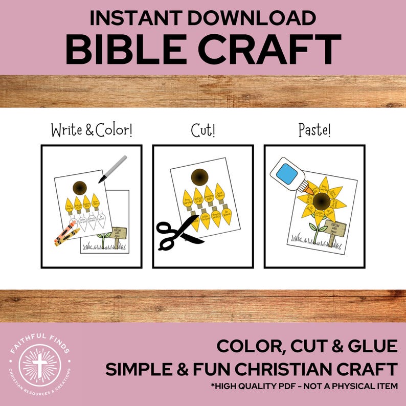Grow With Jesus Sunflower Bible Craft | Sunday School Homeschool VBS ...