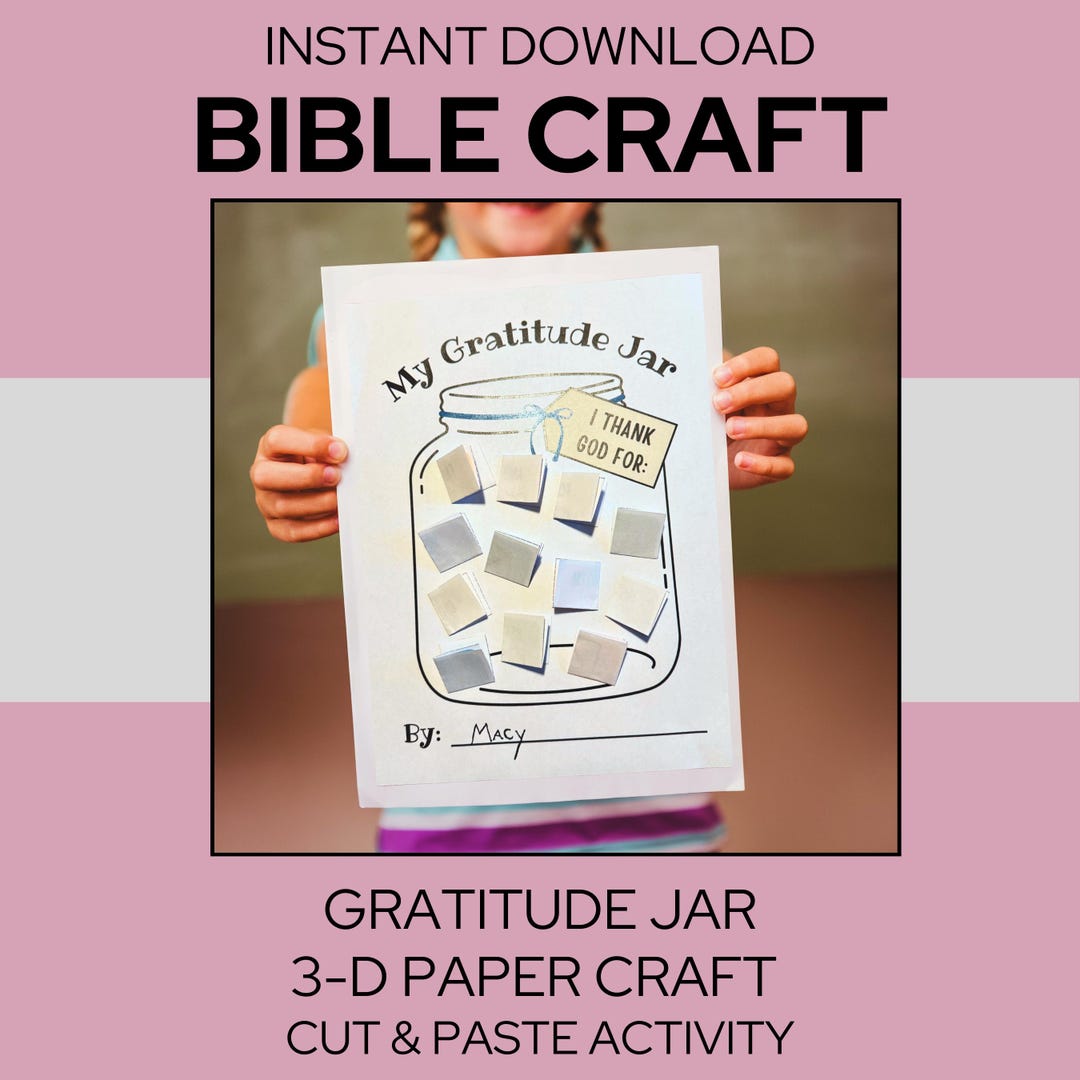 Gratitude Jar Paper Bible Craft Printable | Sunday School Homeschool ...