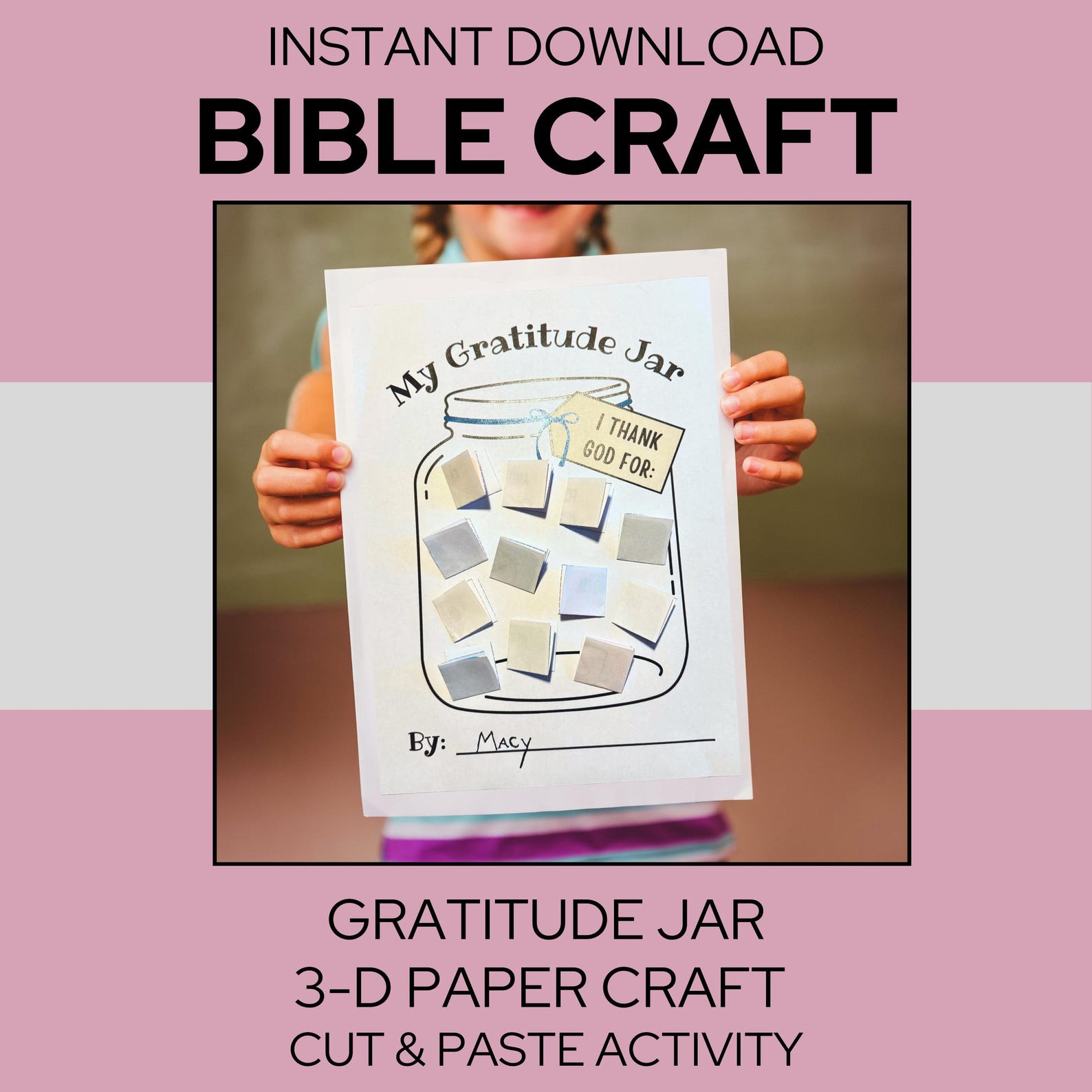 Gratitude Jar Paper Bible Craft Printable | Sunday School Homeschool ...