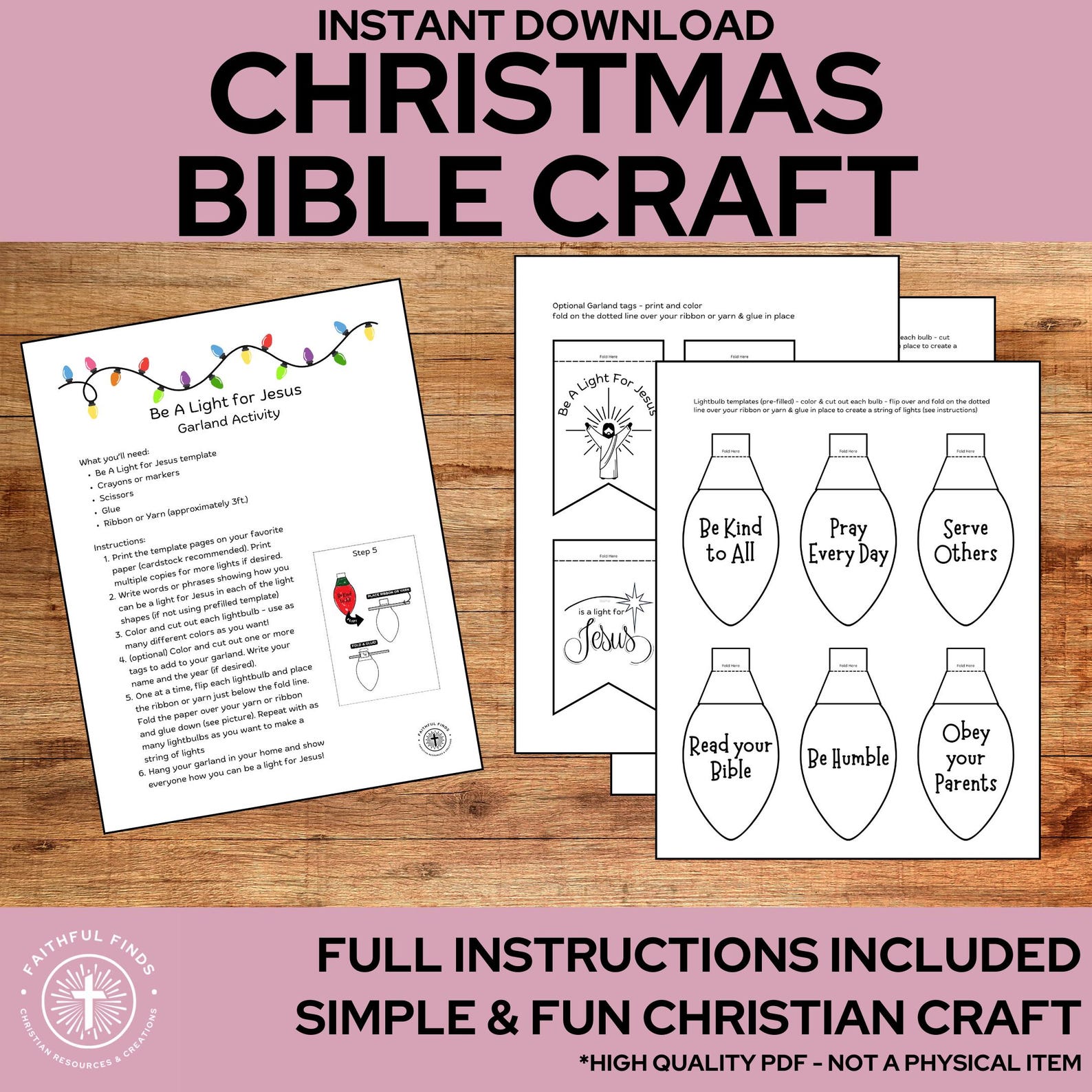 Christmas Bible Craft Light String Garland | Christian Kids' Sunday ...